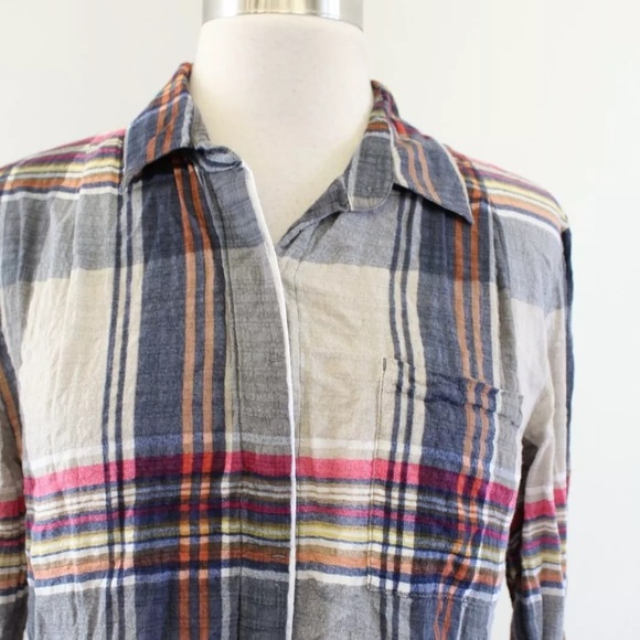 Anthropologie | Tops | Tylho Anthropologie Plaid Split Back Button Down ...